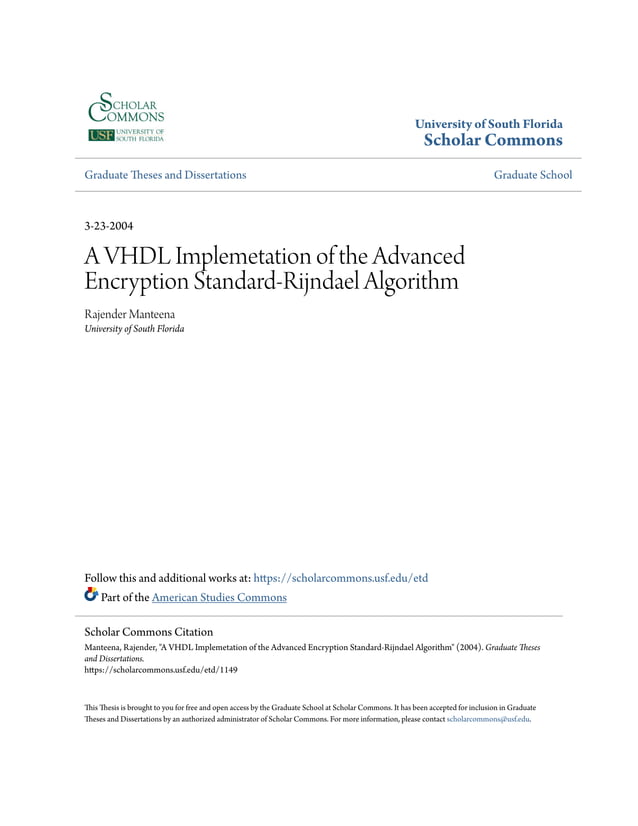 A VHDL Implemetation of the Advanced Encryption Standard-Rijndael.pdf
