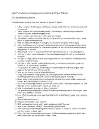 AVIA 300 Quiz Safety Systems Liberty Homeworksimple | DOCX
