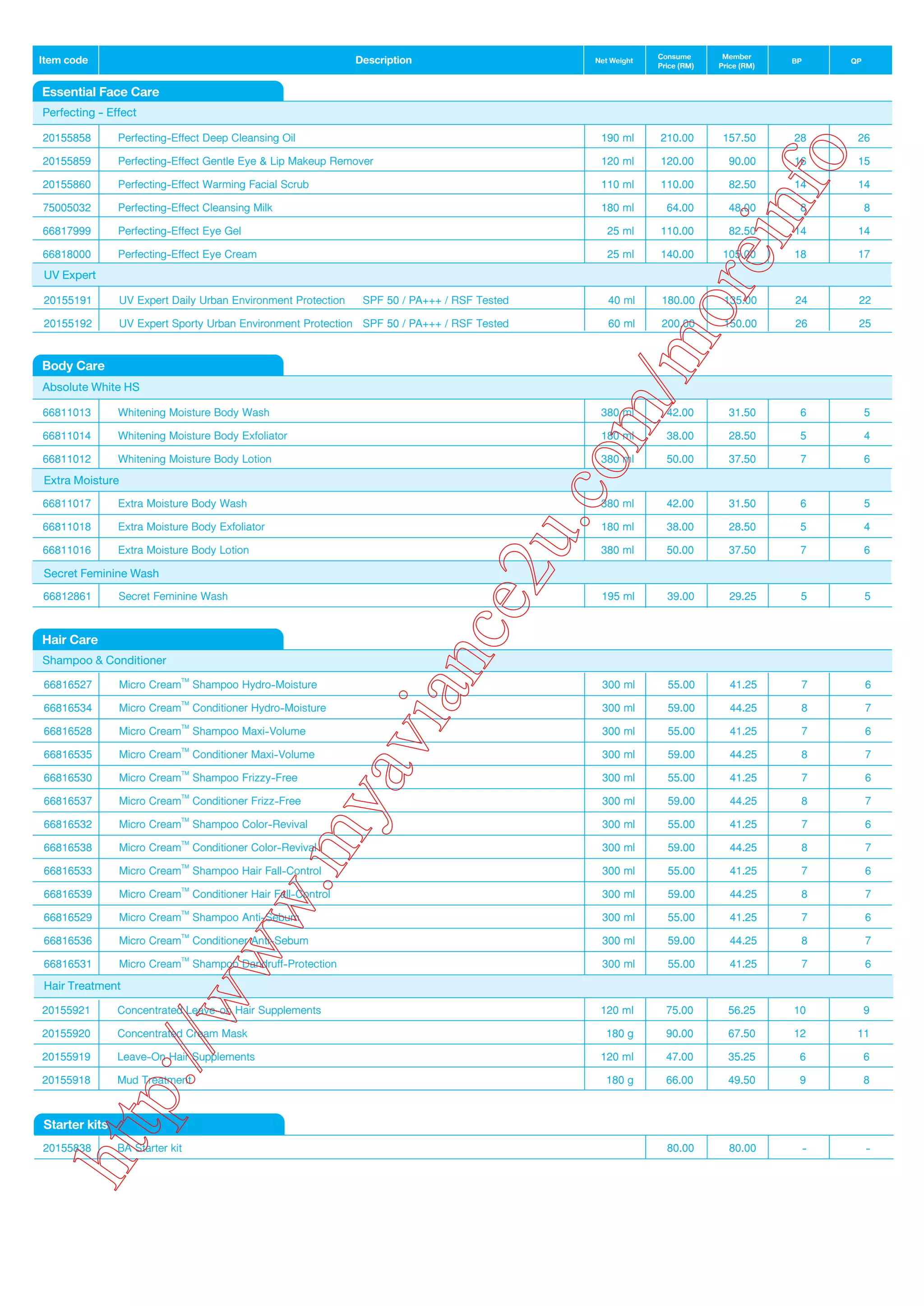 Aviance unilever product price list | PDF
