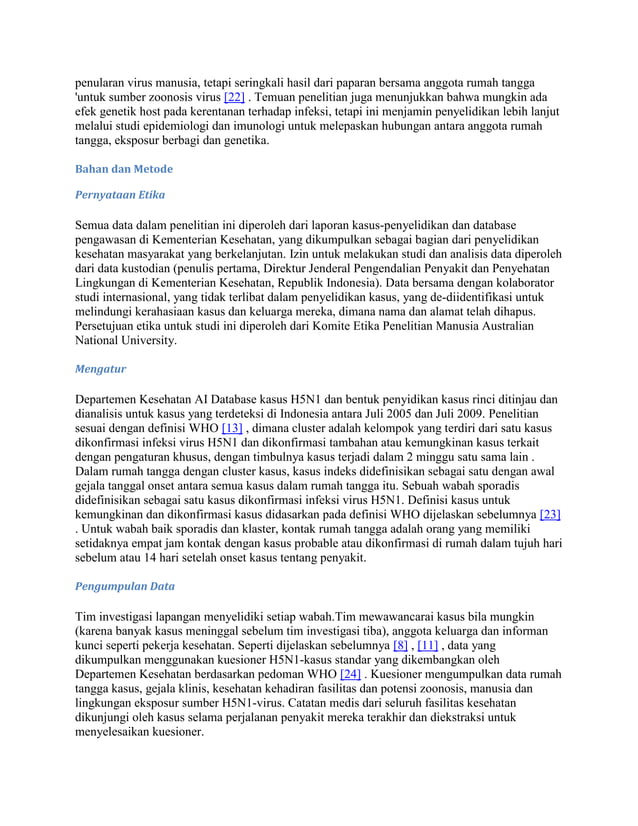Avian influenza h5 n1 transmisi di rumah | DOCX