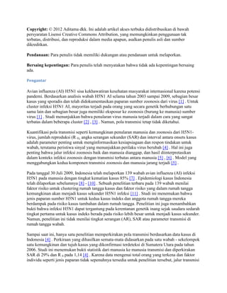 Avian influenza h5 n1 transmisi di rumah | DOCX