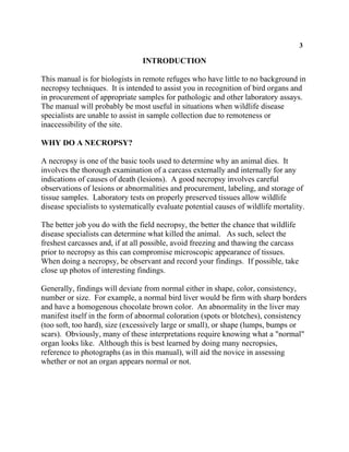 Avian necropsy manual for biologists in remote refuges | PDF