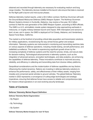 Global Defense Telemetry Market Forecast | PDF | Air Travel | Travel Type