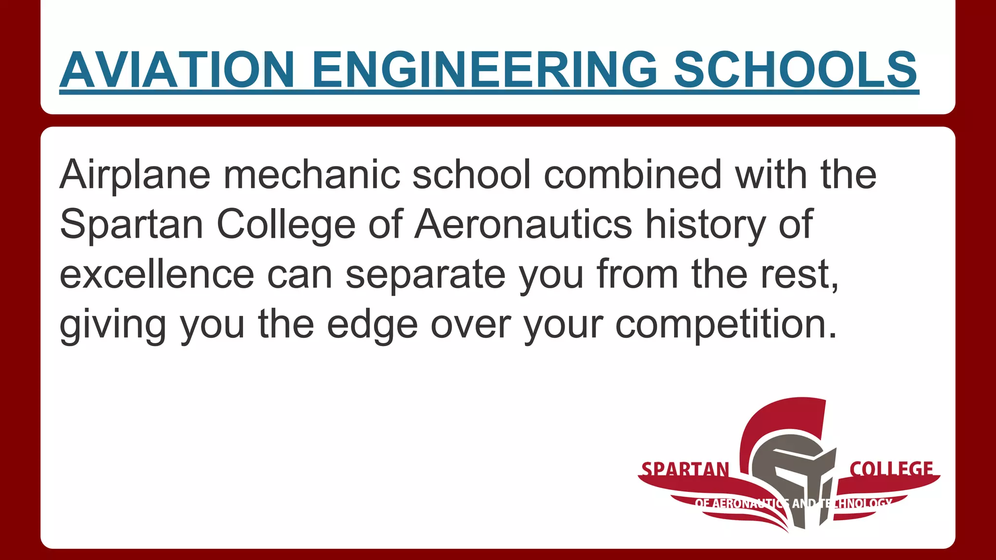 Aviation engineering schools - Spartan College of Aeronautics and ...