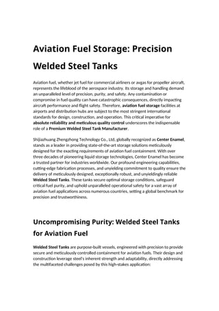 Aviation Fuel Storage Precision Welded Steel Tanks.docx