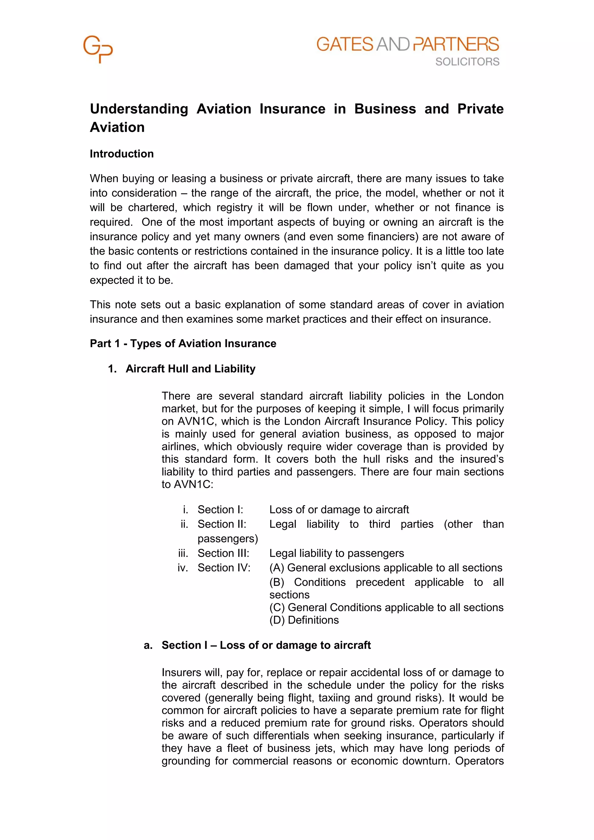 Aviation Insurance | PDF