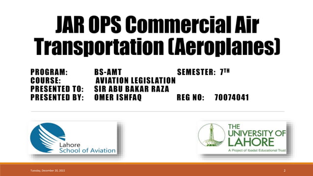 Aviation Legislation JAR OPS.pptx | Air Travel | Travel Type