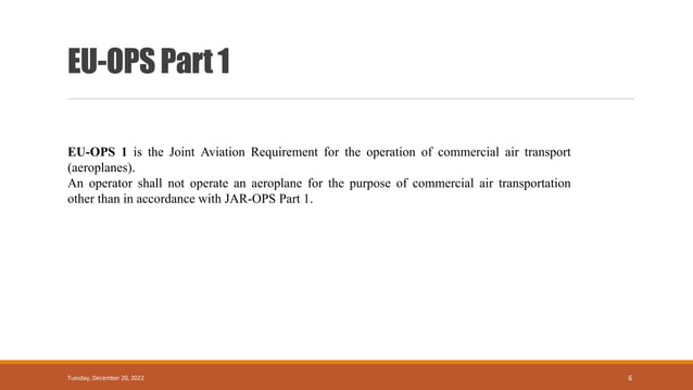 Aviation Legislation JAR OPS.pptx | Air Travel | Travel Type