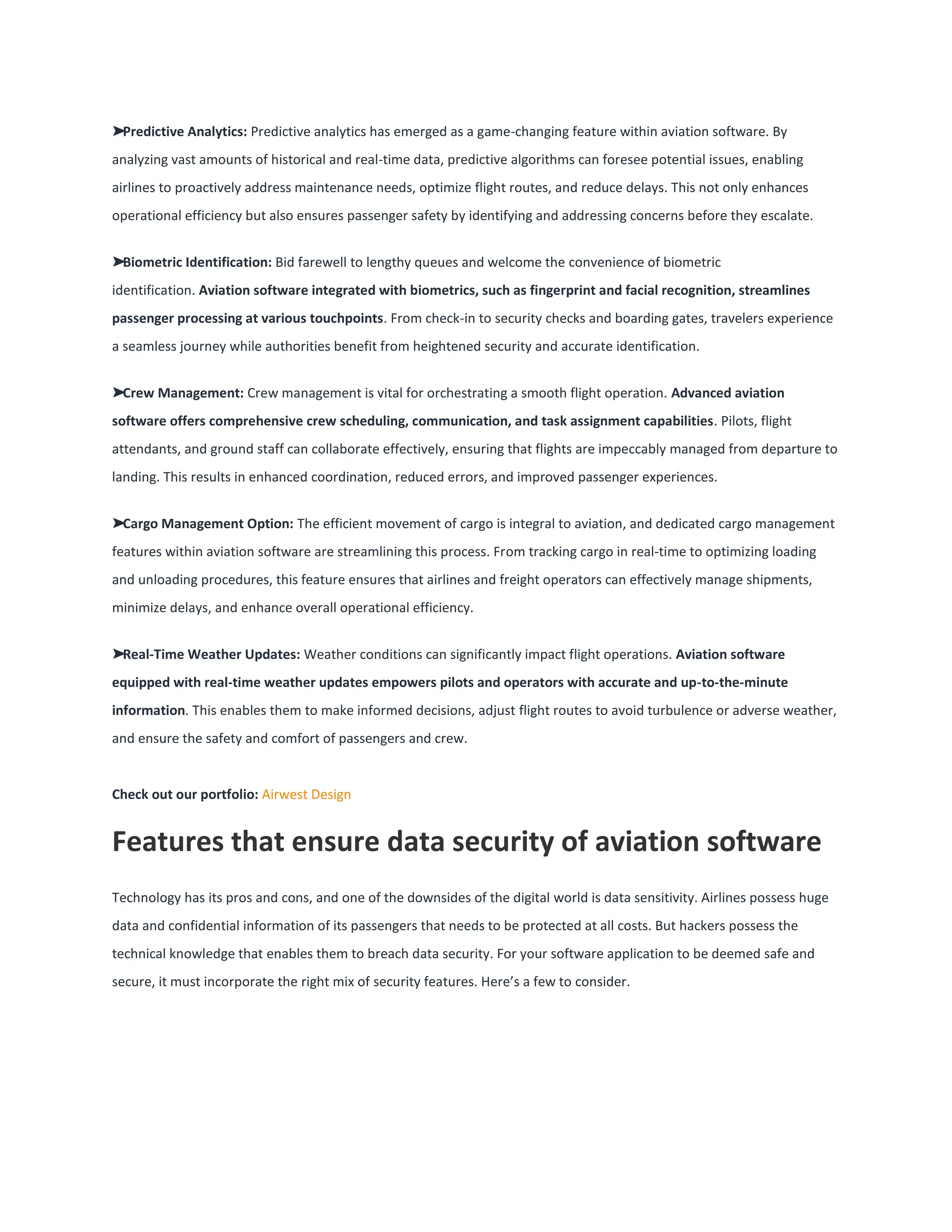 Aviation Software Development A “Best” Features List | DOCX