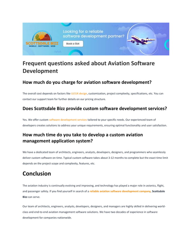 Aviation Software Development A “Best” Features List | PDF