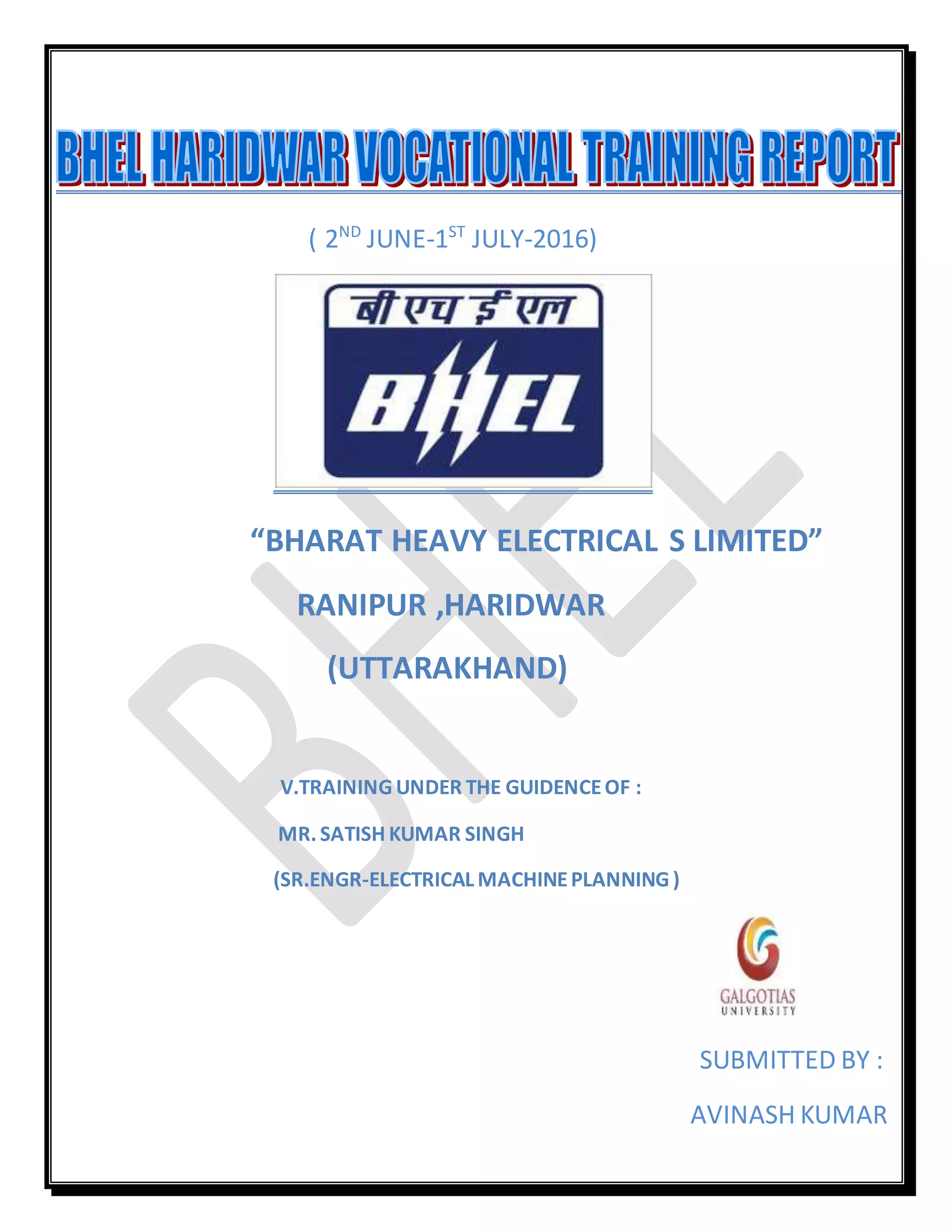 bhel summer training block 1& 4report | DOCX