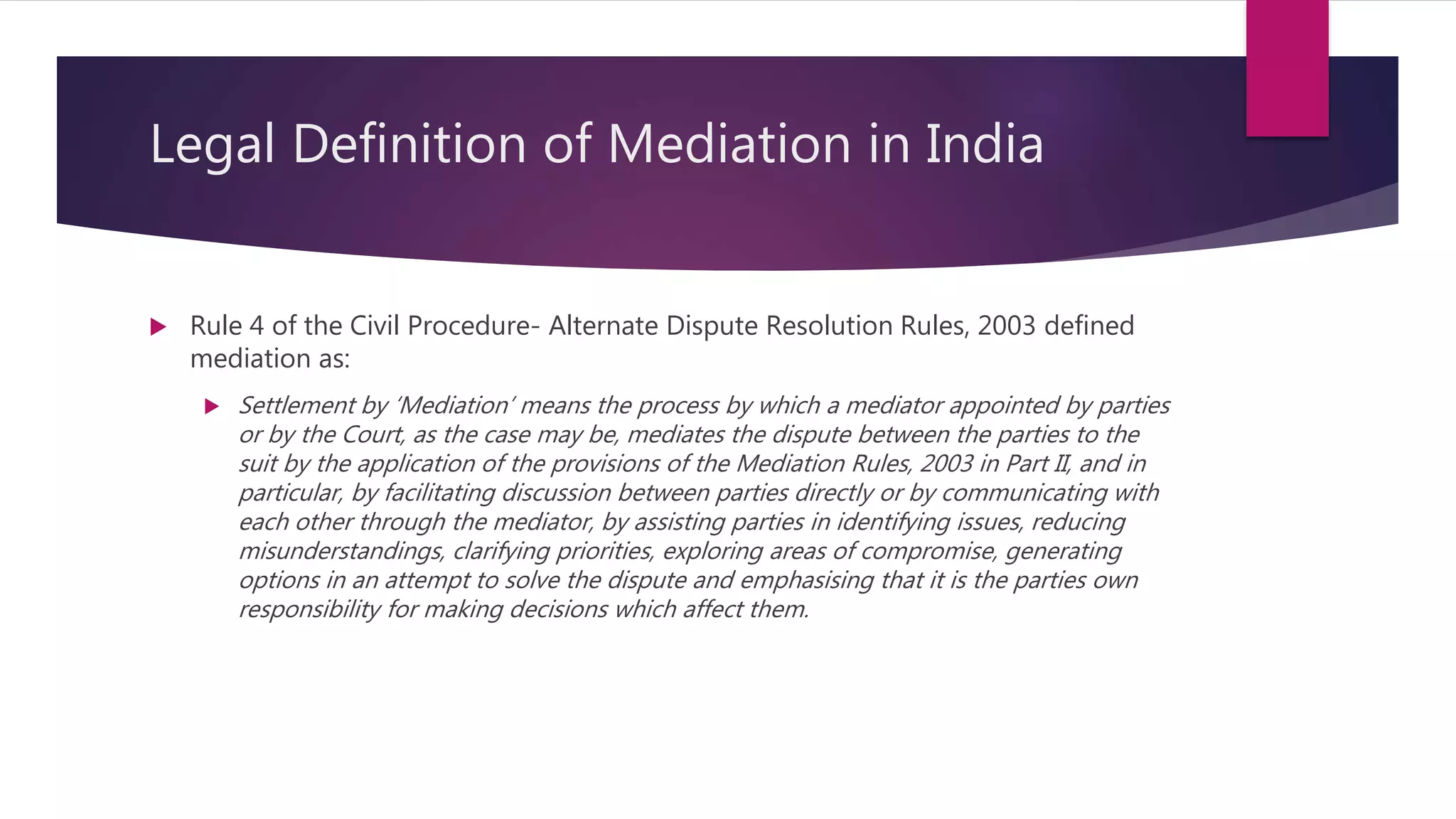 impact of mediation in india | PPTX
