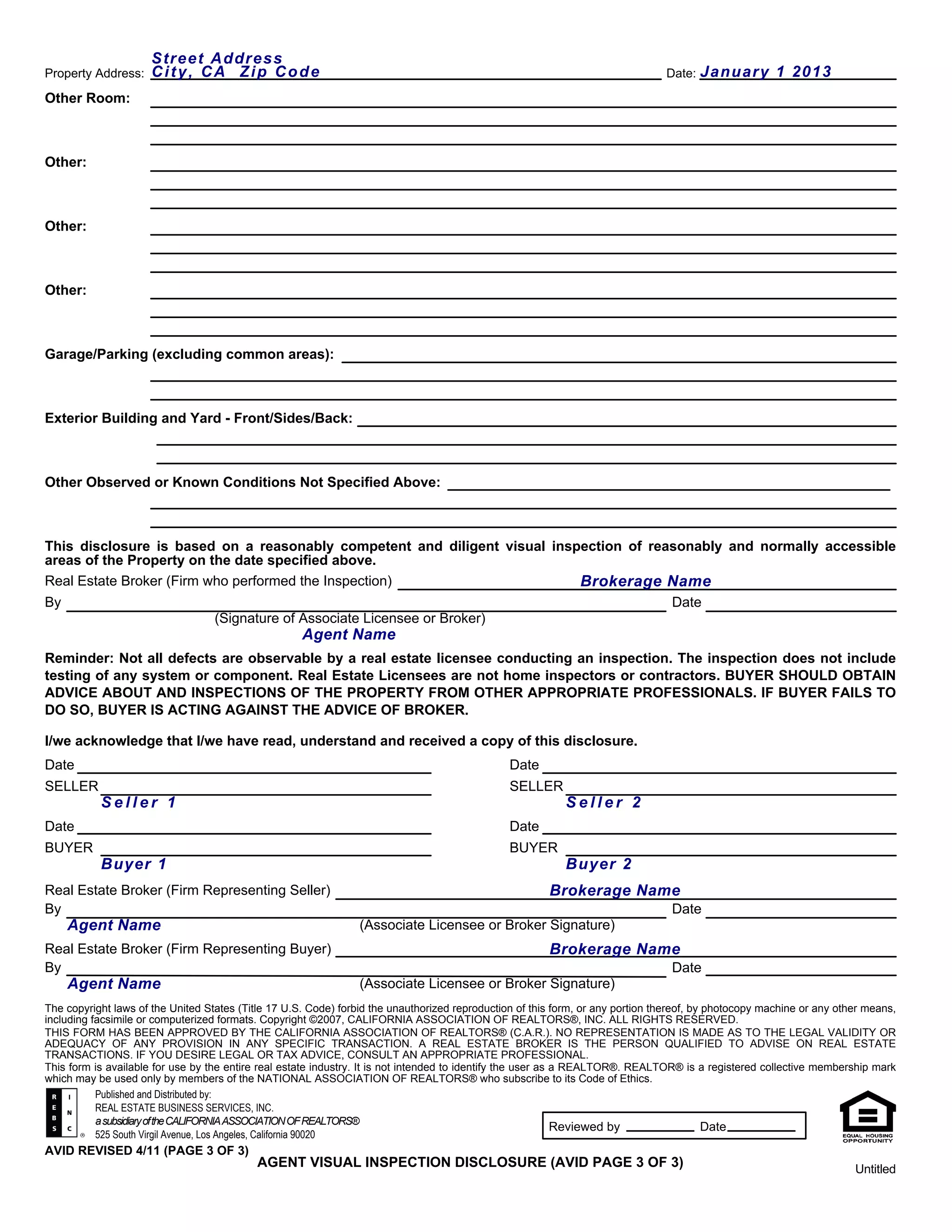 Avid agent visual inspection disclosure - 411 | PDF