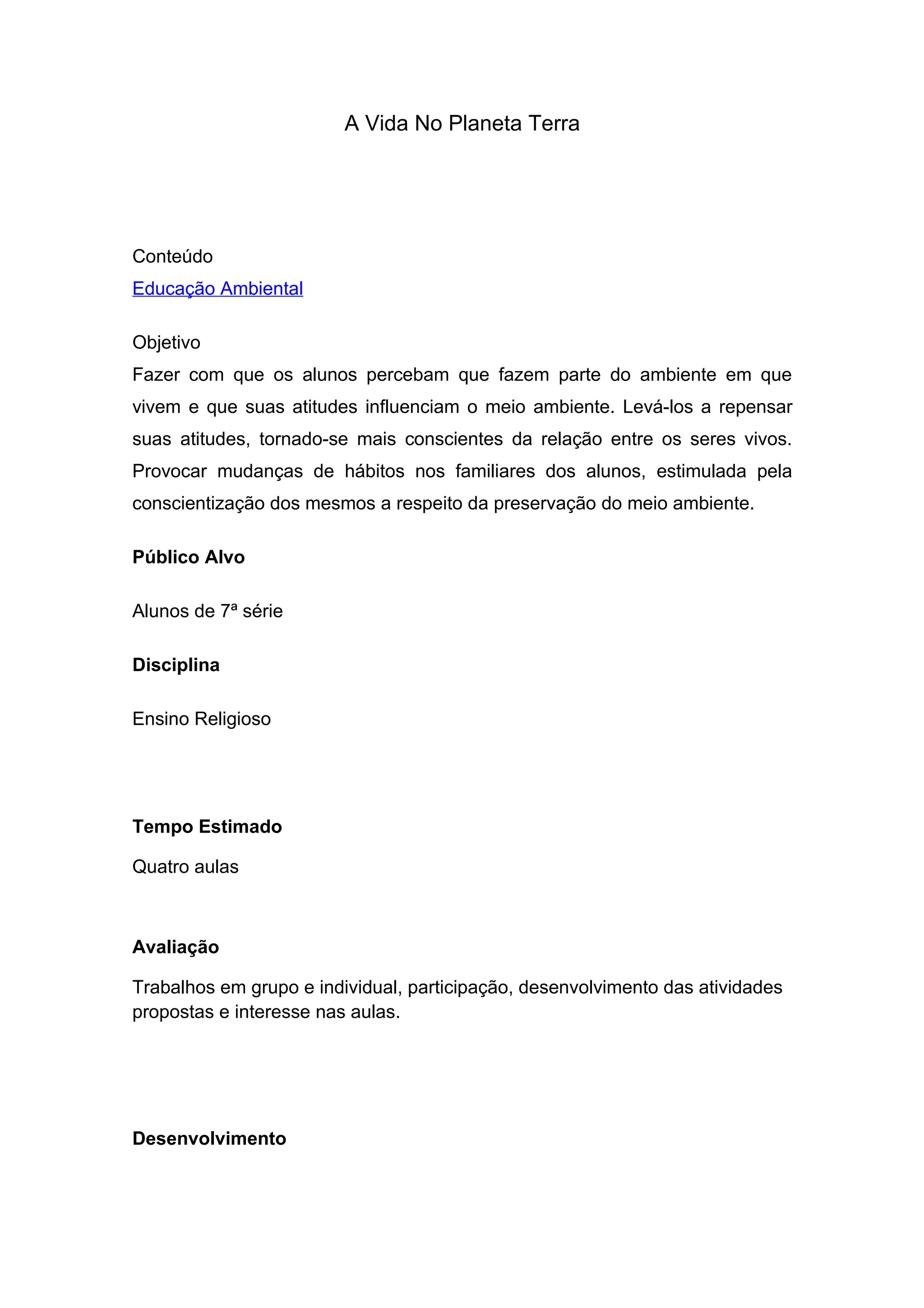 A vida no planeta terra | PDF