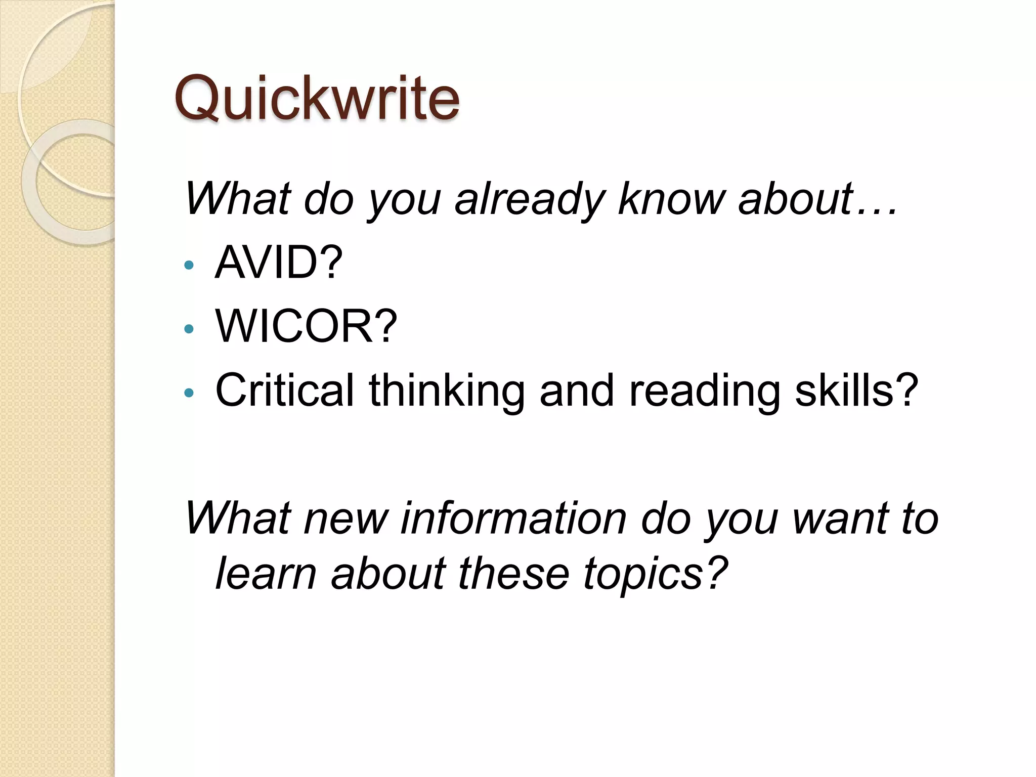 Avid strategies for ms ela | PPTX