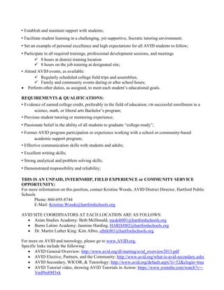 Avid tutors job description final for posting 2015 2016 | PDF