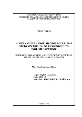 A Vietnamese-English cross-cultural study on the use of responding to ...