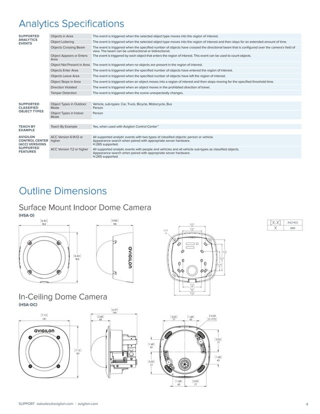 Avigilon h5a-camera-line-datasheet-en-rev7 2 | PDF | Cameras and Camcorders | Consumer Electronics
