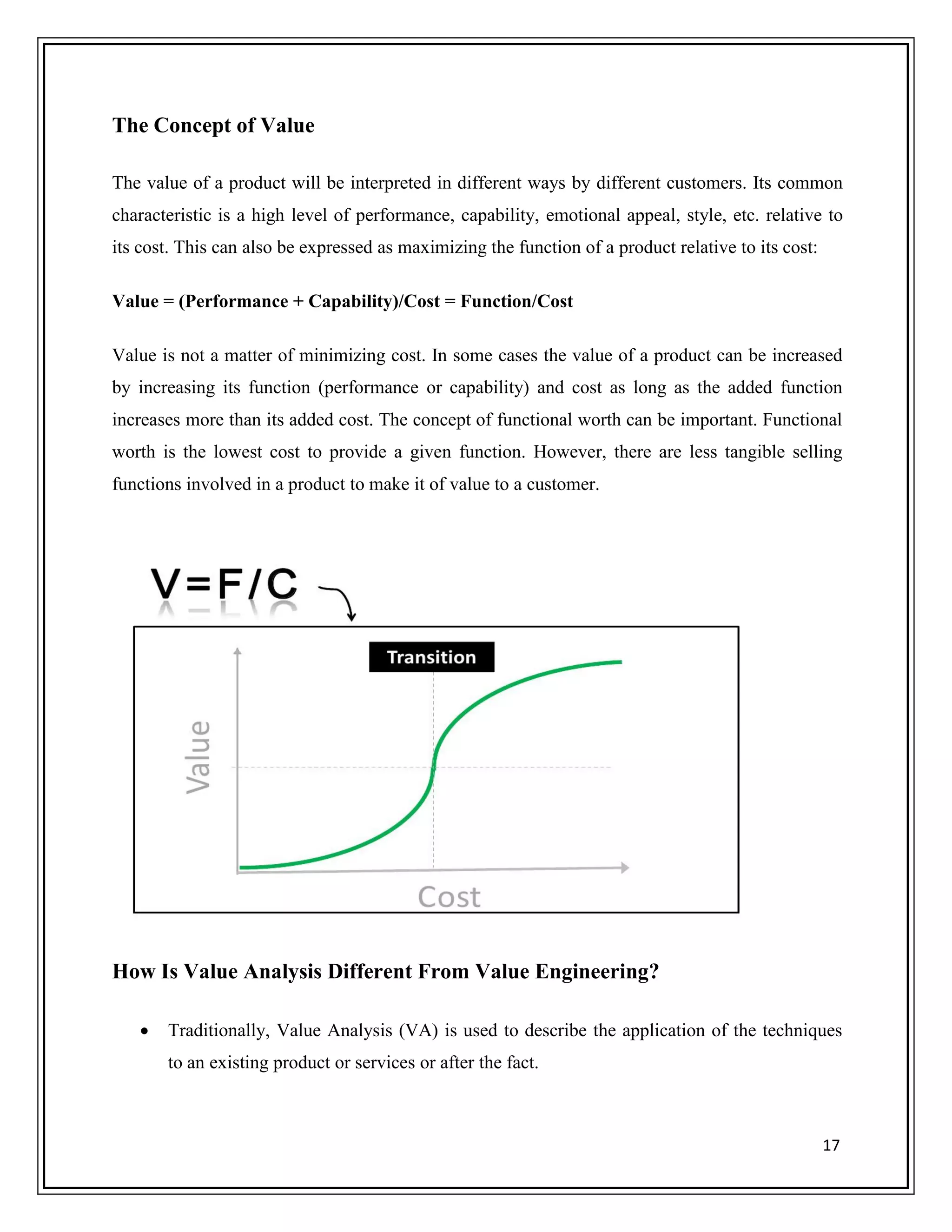 A Study Report on Value Analysis and Value Engineering (VAVE) | PDF