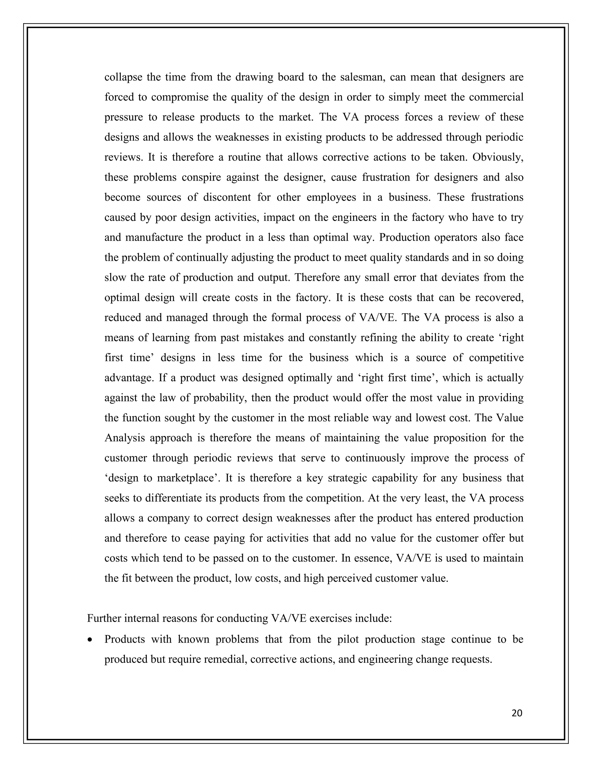 A Study Report On Value Analysis And Value Engineering VAVE PDF A Study Report On Value Analysis And Value Engineering VAVE PDF