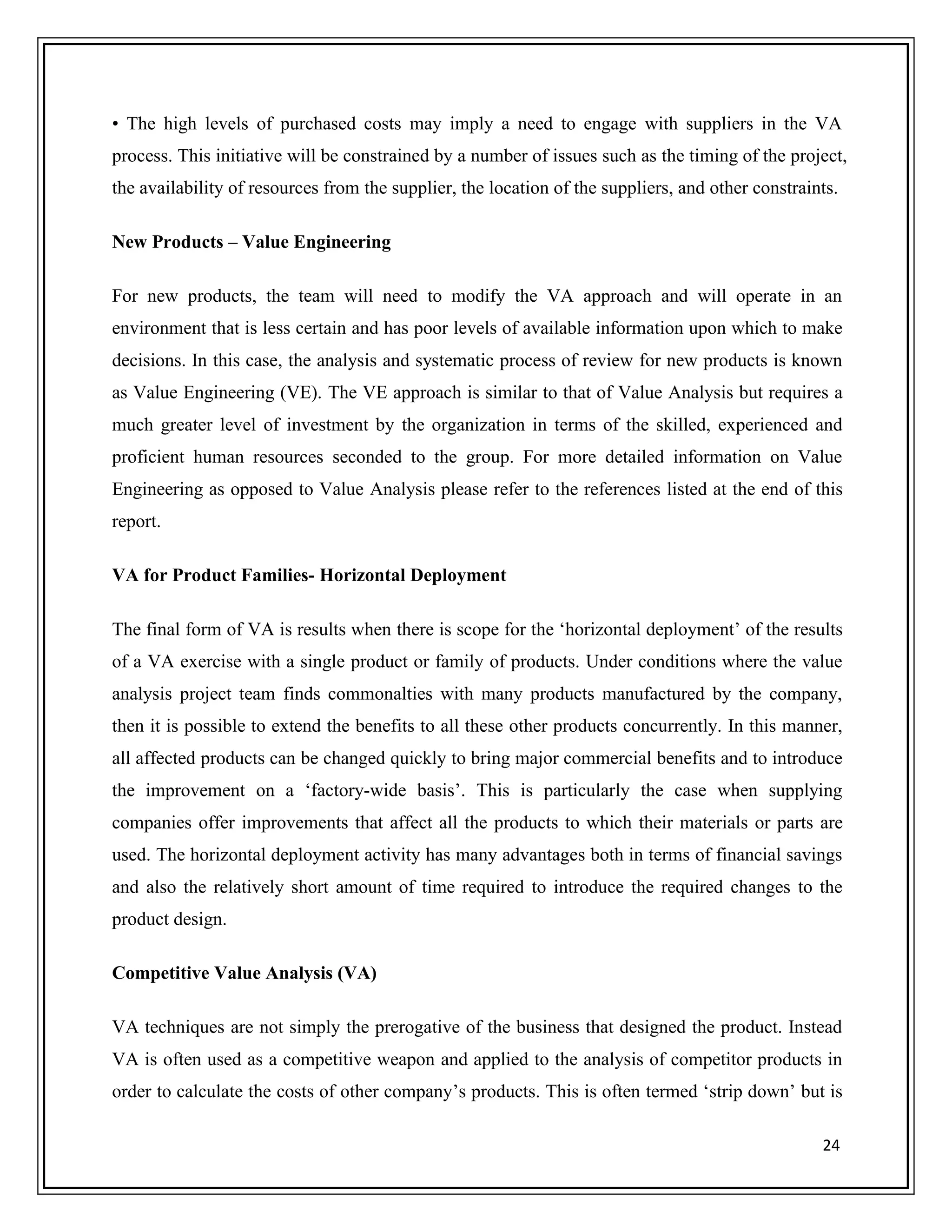 A Study Report on Value Analysis and Value Engineering (VAVE) | PDF | Civil Engineering Industry ...