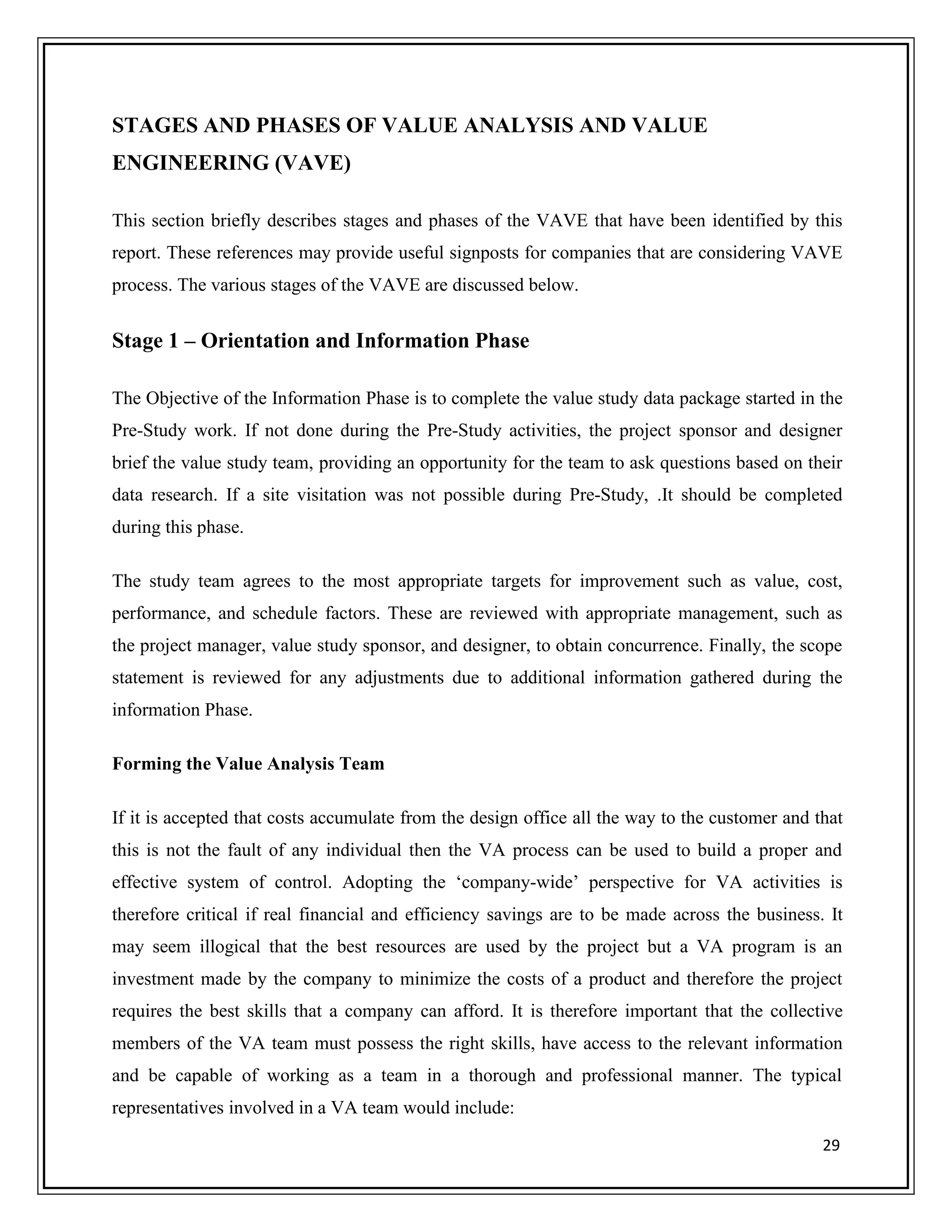A Study Report on Value Analysis and Value Engineering (VAVE) | PDF | Civil Engineering Industry ...