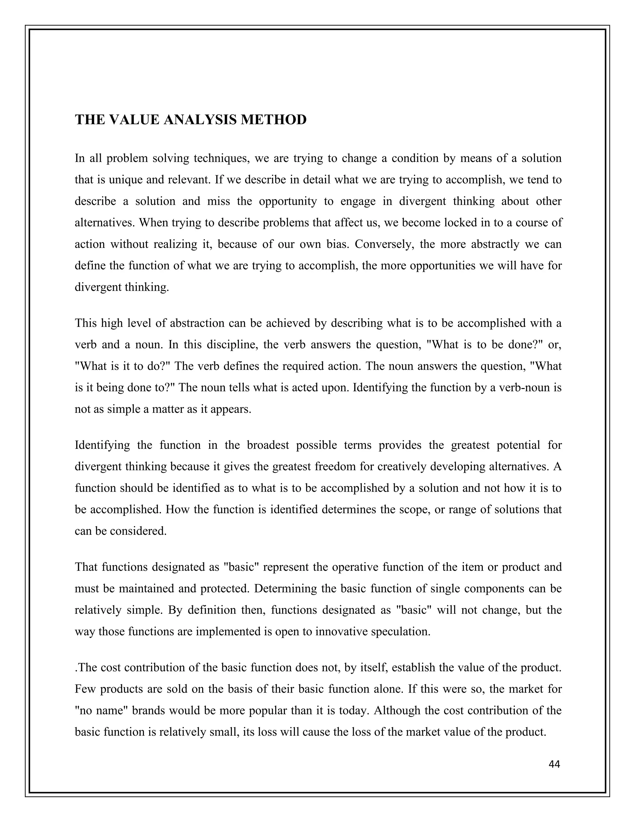 A Study Report on Value Analysis and Value Engineering (VAVE) | PDF | Civil Engineering Industry ...