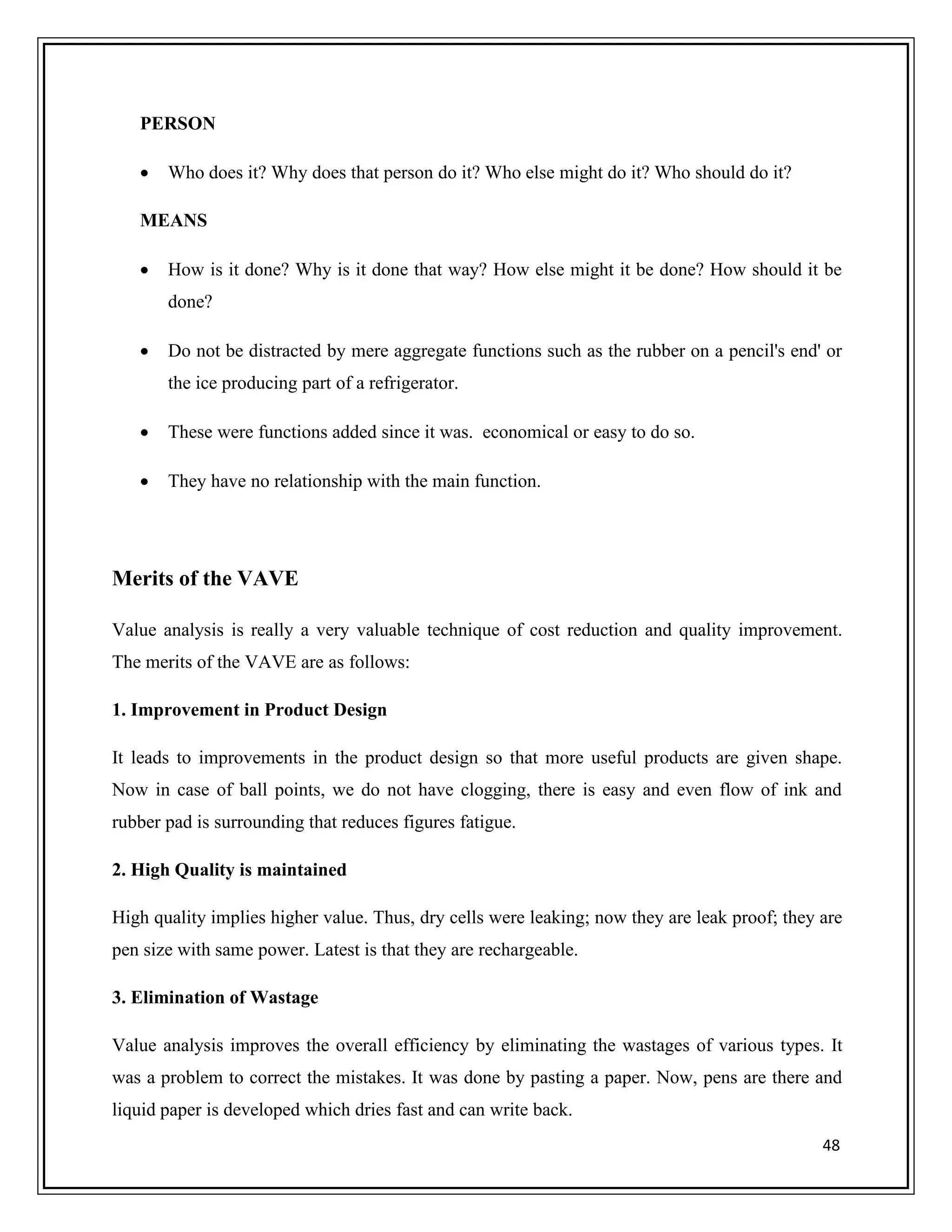A Study Report on Value Analysis and Value Engineering (VAVE) | PDF
