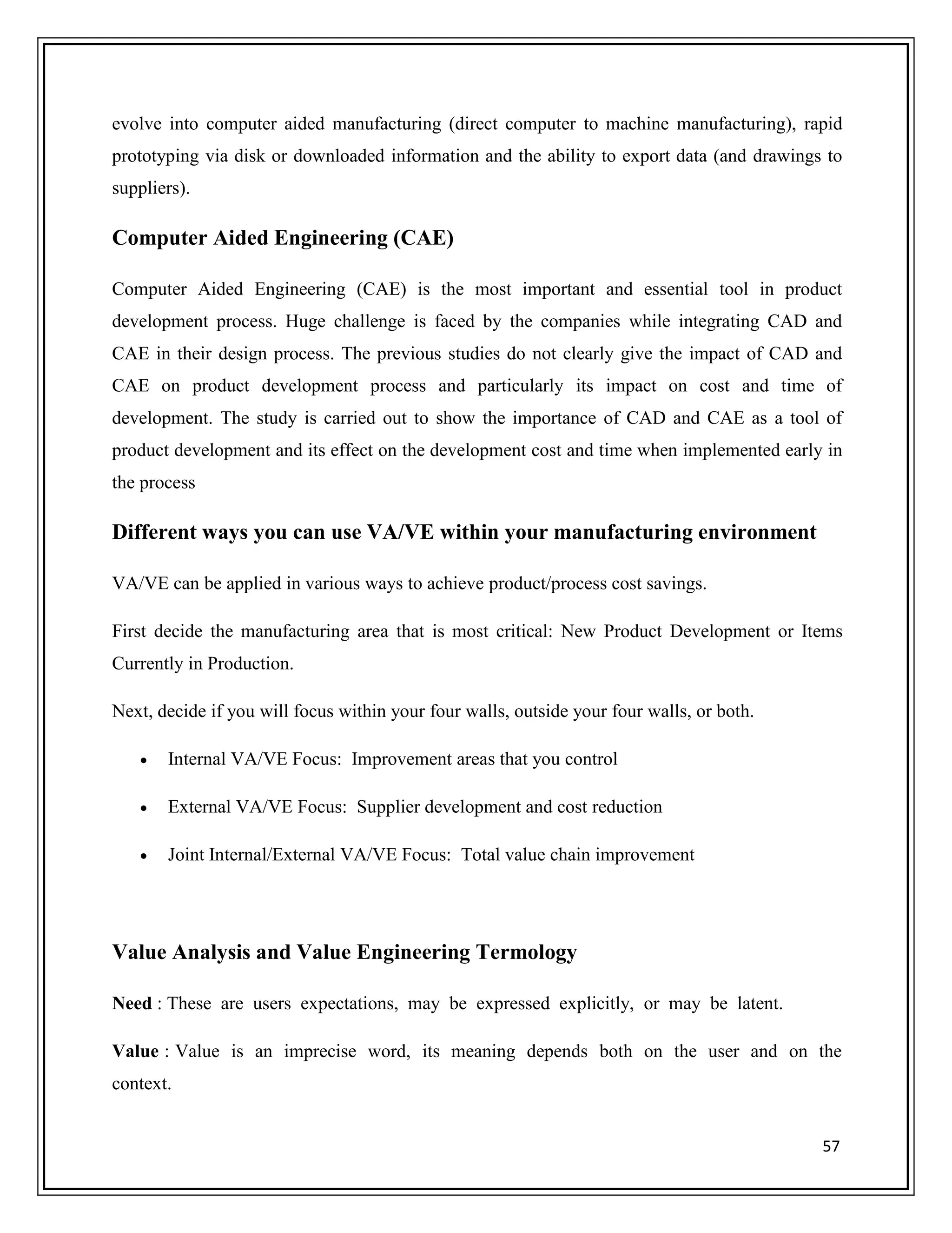 A Study Report on Value Analysis and Value Engineering (VAVE) | PDF