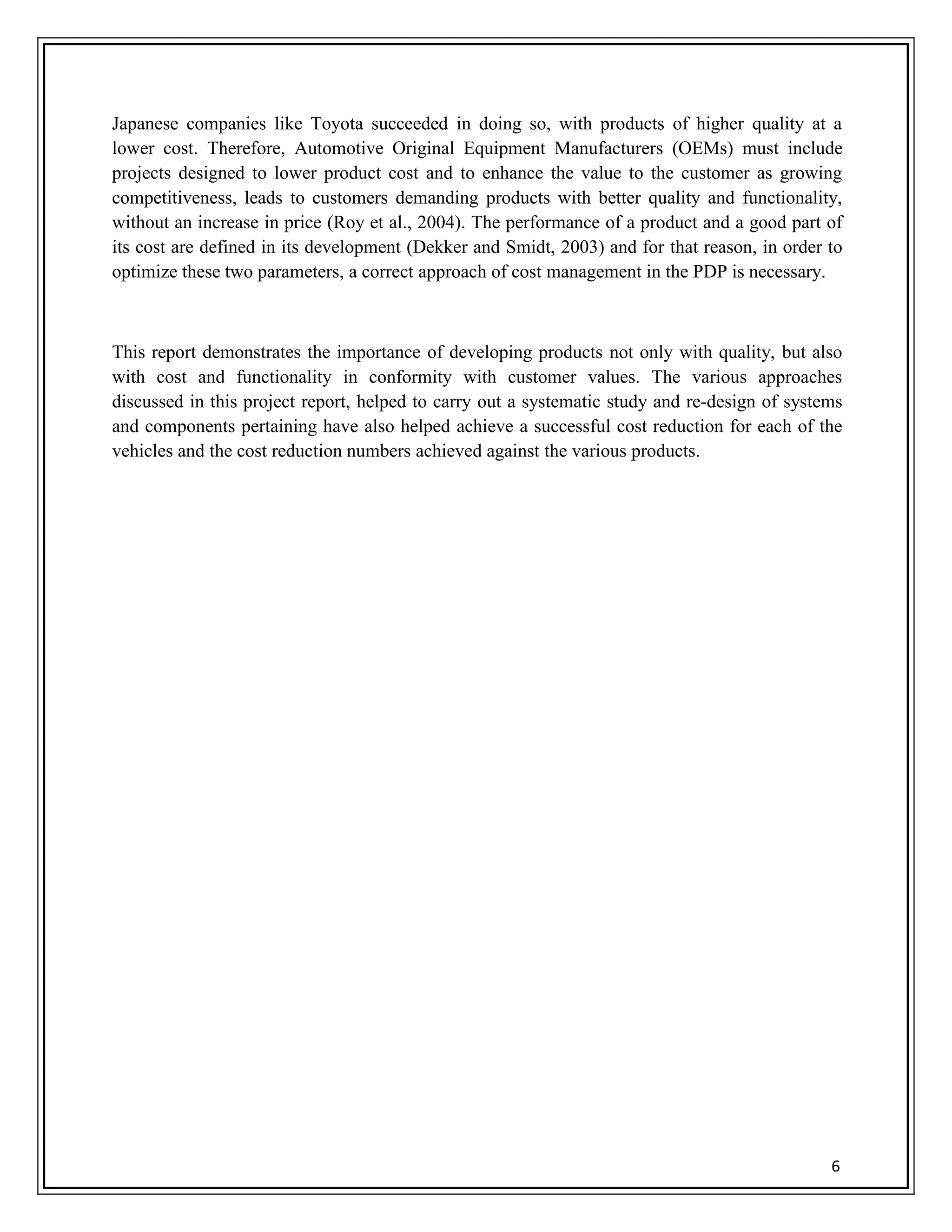 A Study Report on Value Analysis and Value Engineering (VAVE) | PDF