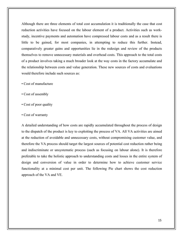 A Study Report on Value Analysis and Value Engineering (VAVE) | PDF ...