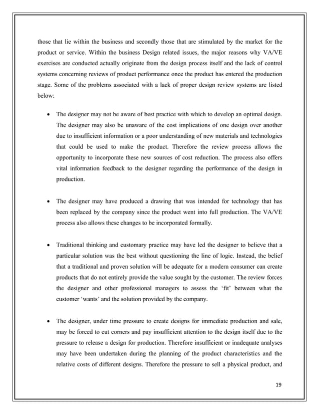 A Study Report on Value Analysis and Value Engineering (VAVE) | PDF ...