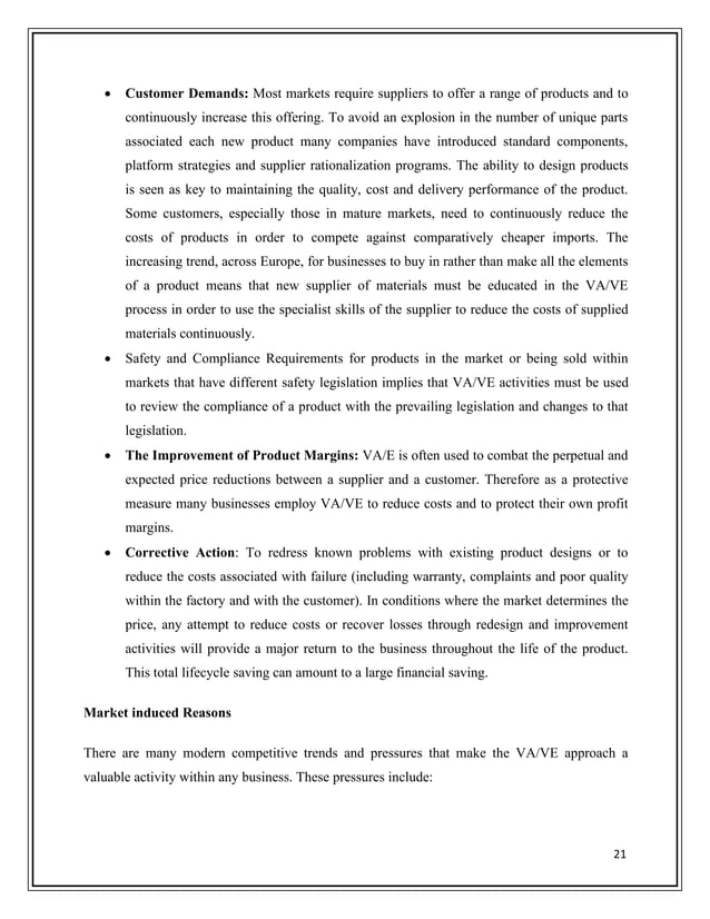 A Study Report on Value Analysis and Value Engineering (VAVE) | PDF ...