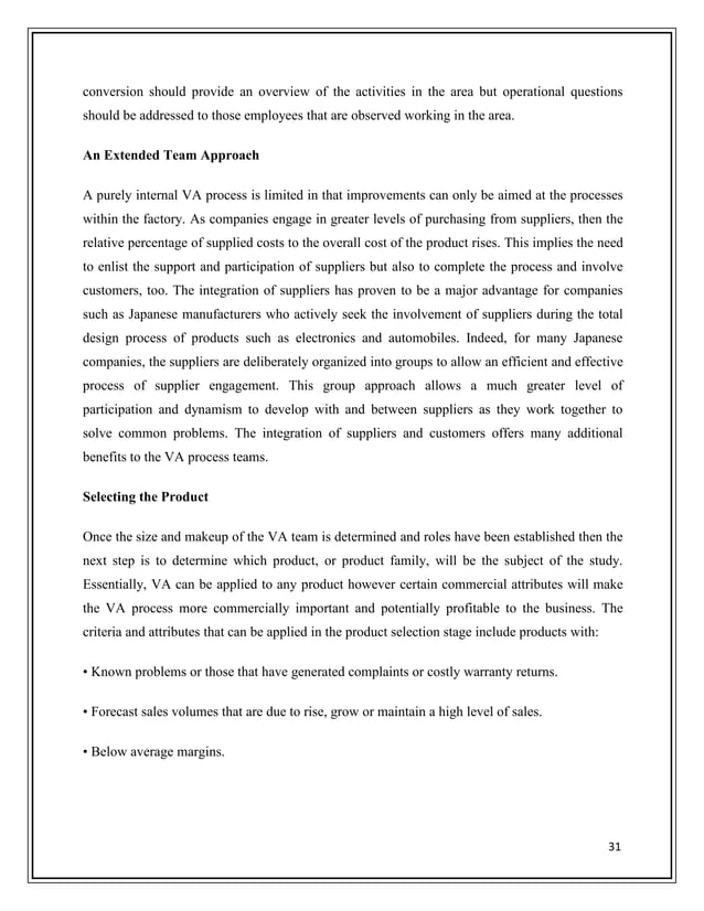 A Study Report on Value Analysis and Value Engineering (VAVE) | PDF ...