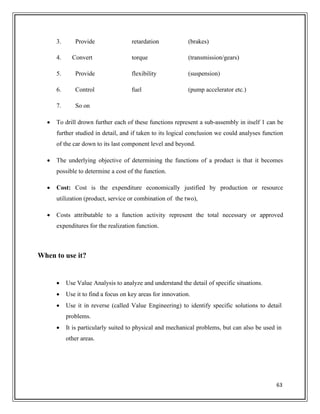 A Study Report on Value Analysis and Value Engineering (VAVE) | PDF