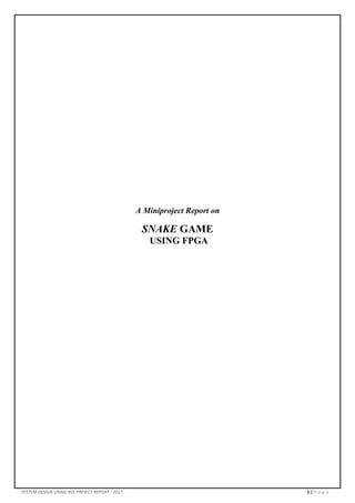 Snake Game on FPGA in Verilog | PDF