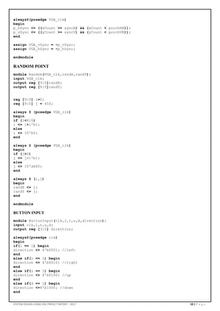Snake Game on FPGA in Verilog | PDF