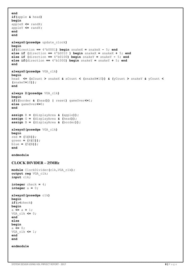 Snake Game on FPGA in Verilog | PDF | PC Games | Video Gaming
