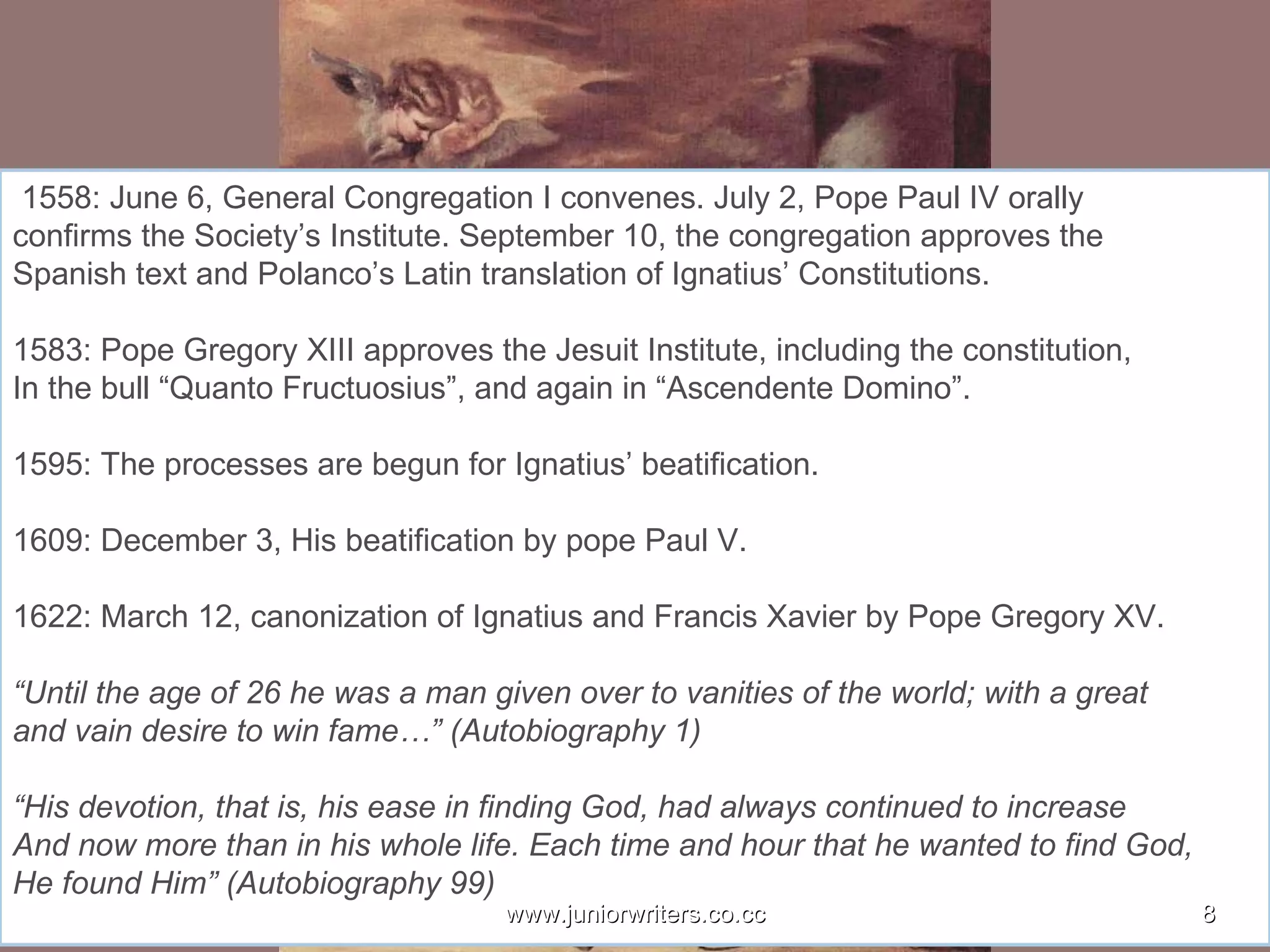 St Ignatius of Loyola-Life and History | PPT