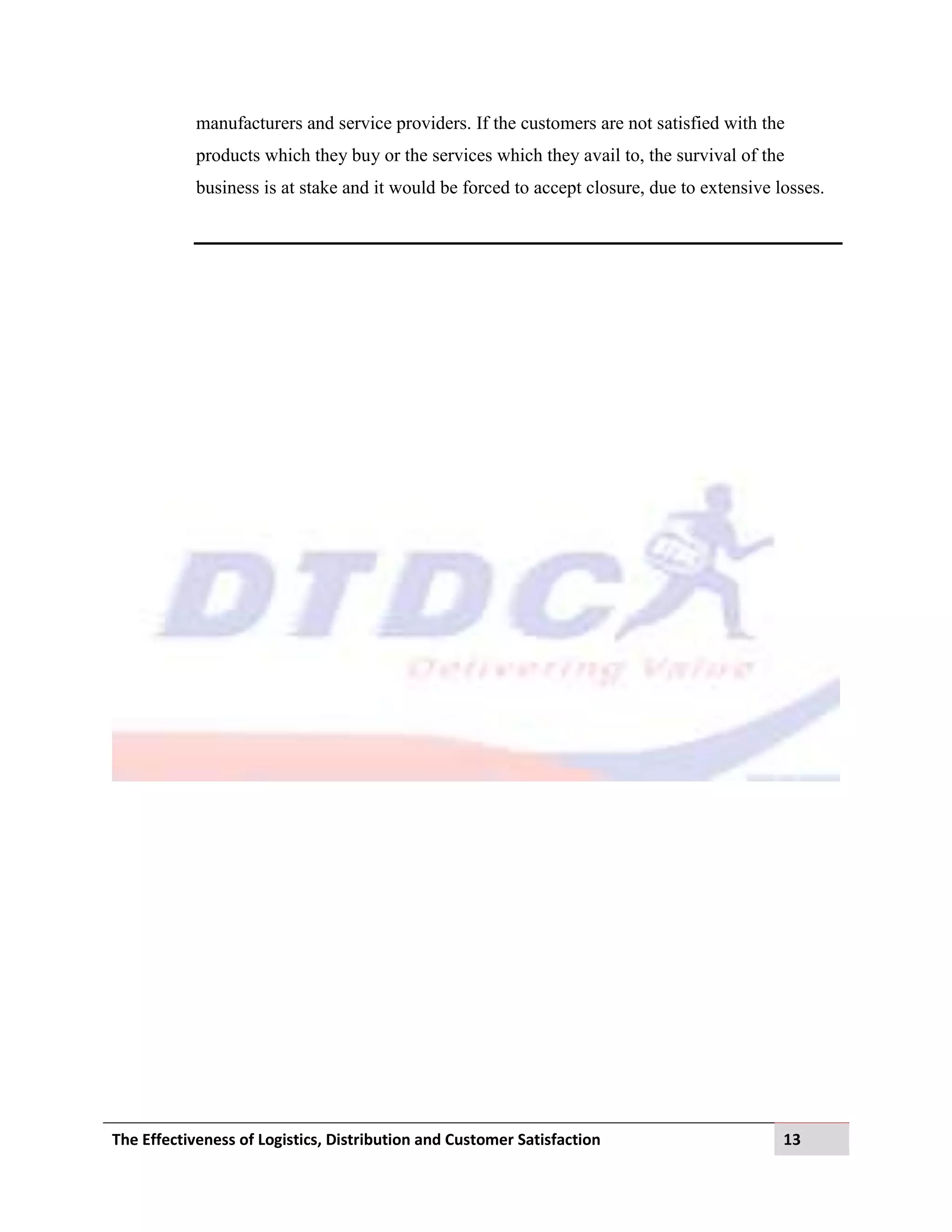 Logistics and Distribution Project - DTDC | DOCX
