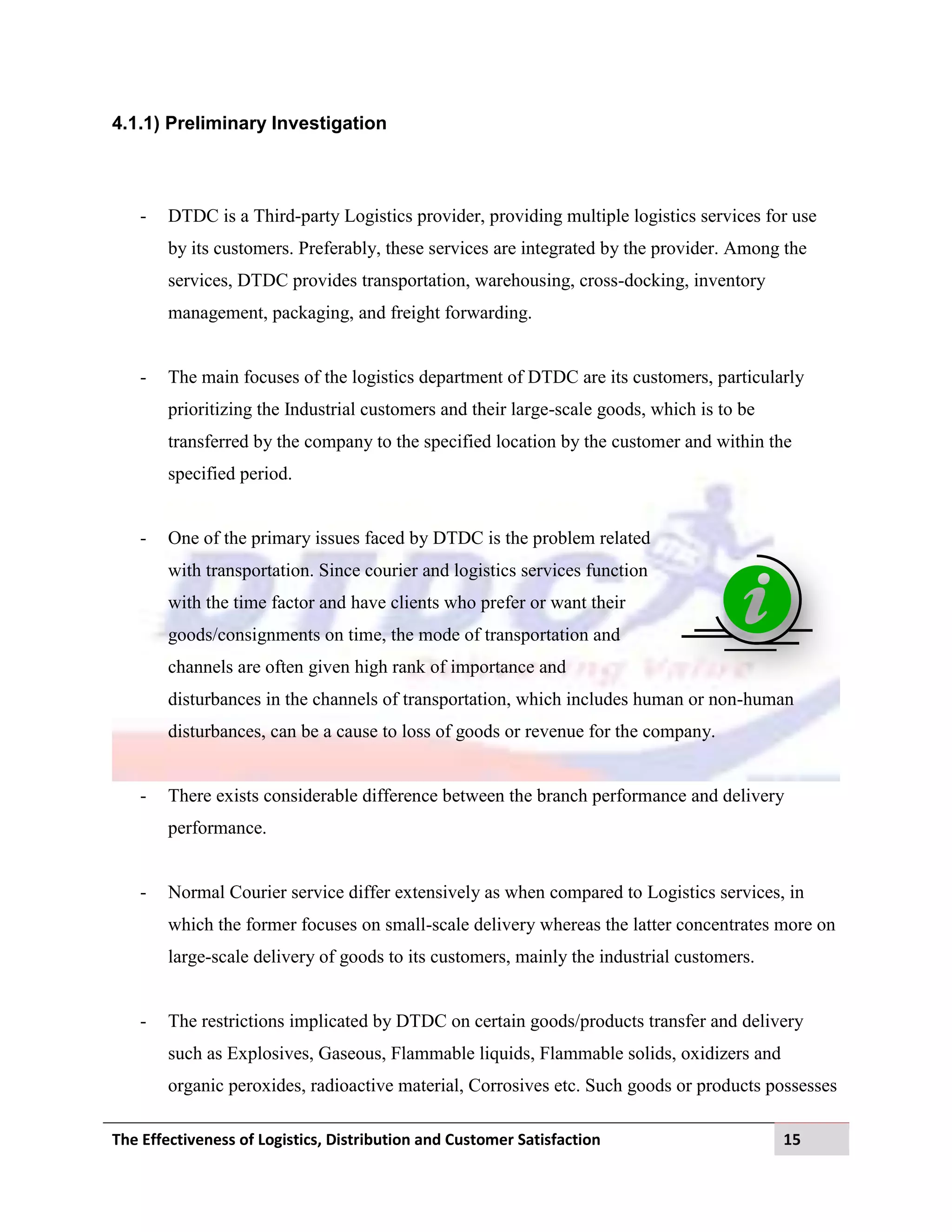 Logistics and Distribution Project - DTDC | DOCX