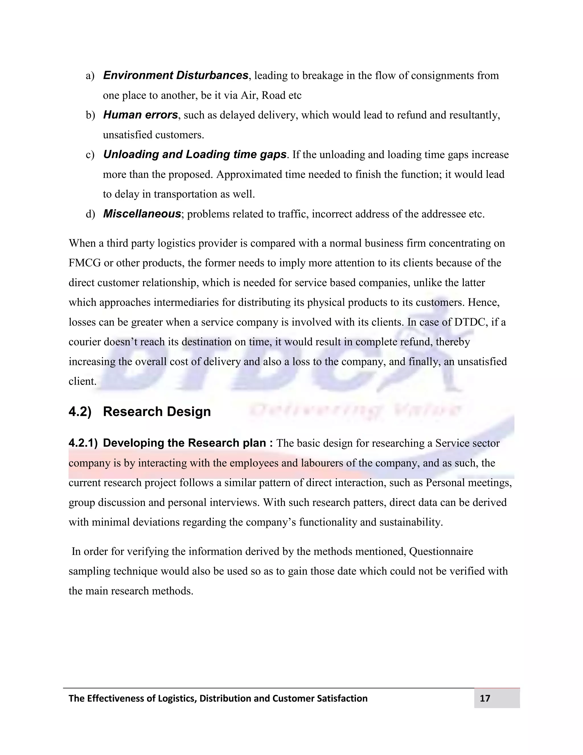 Logistics and Distribution Project - DTDC | DOCX