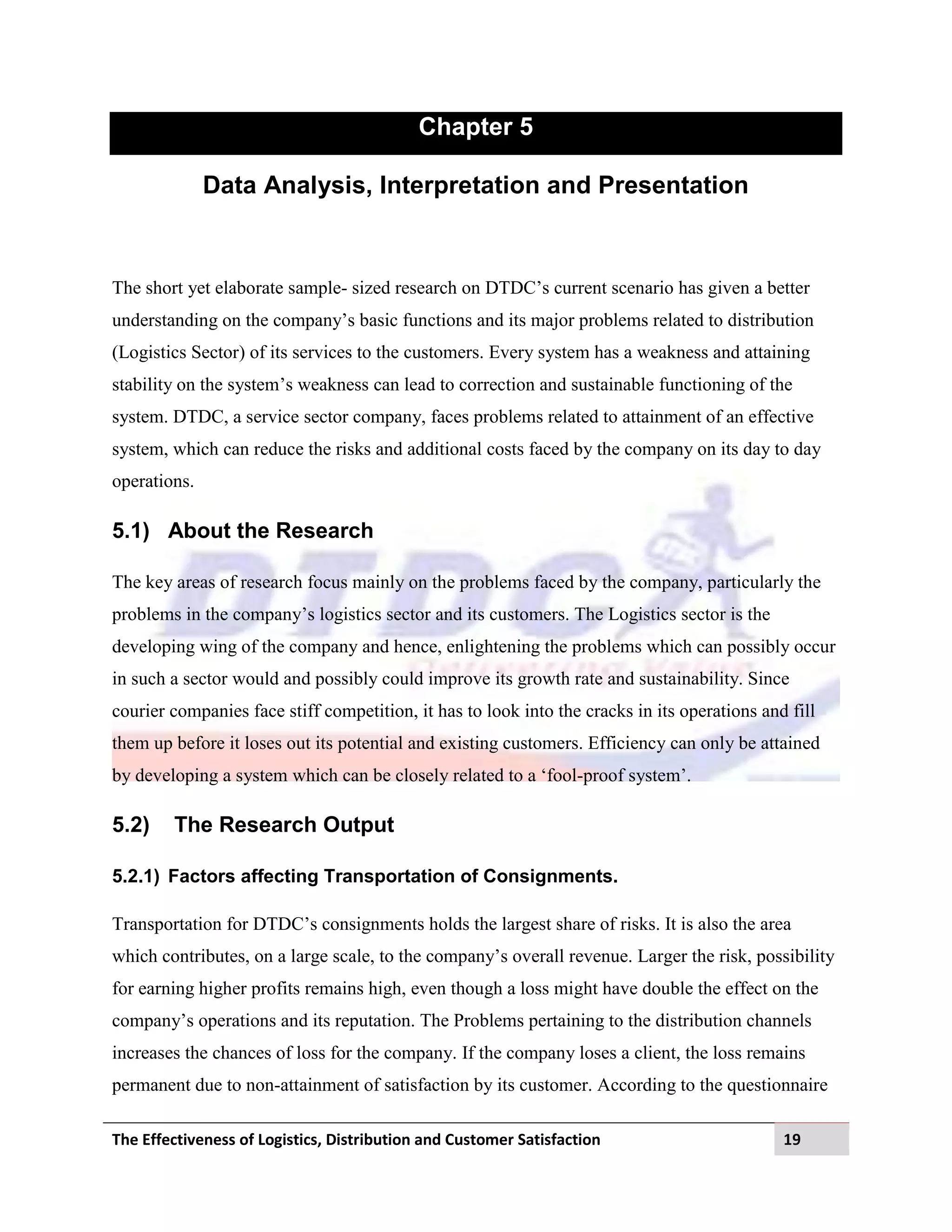 Logistics and Distribution Project - DTDC | DOCX