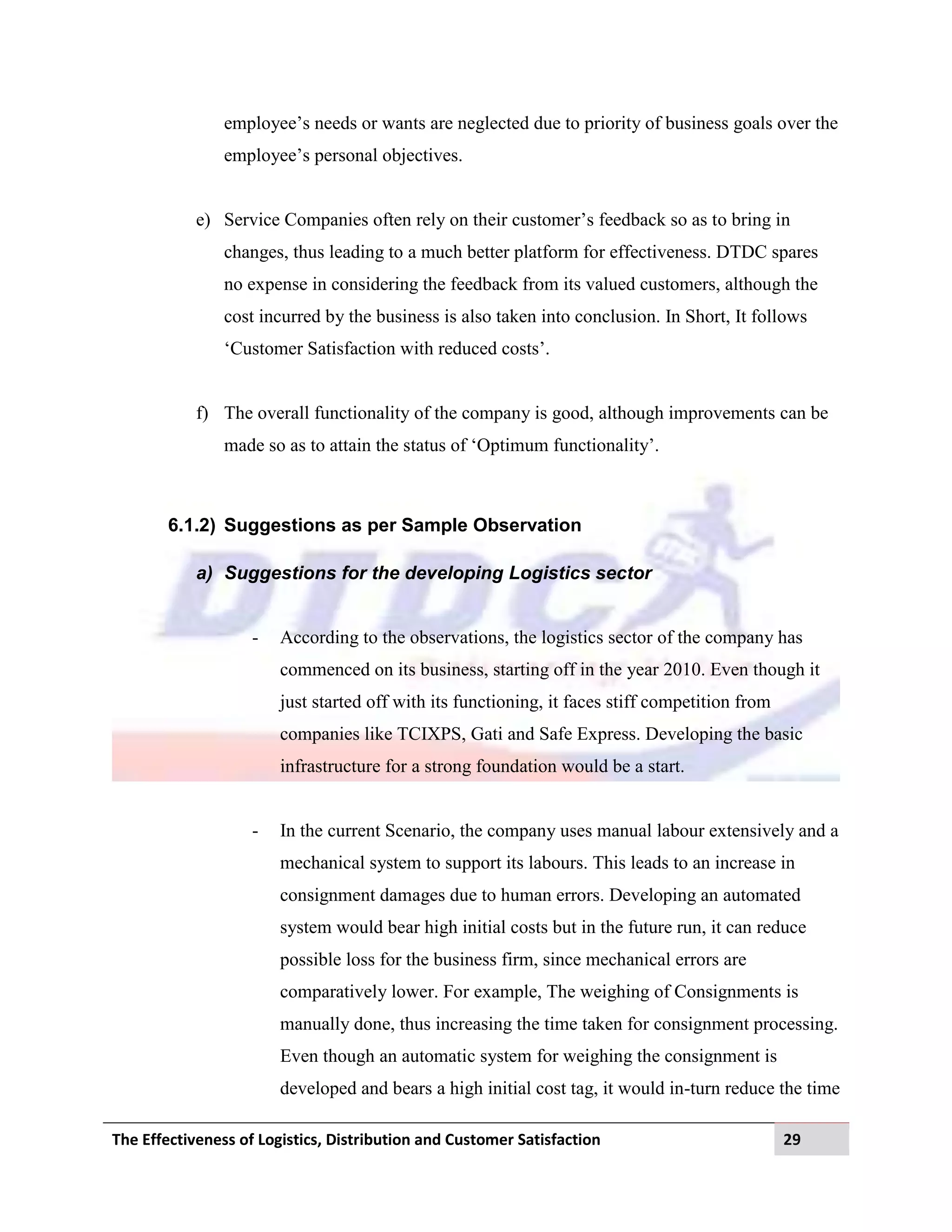 Logistics and Distribution Project - DTDC | DOCX