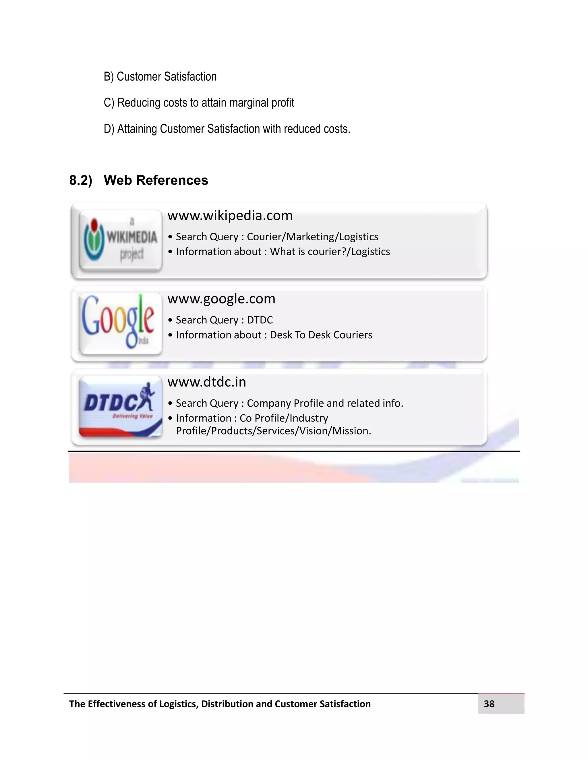 Logistics and Distribution Project - DTDC | DOCX