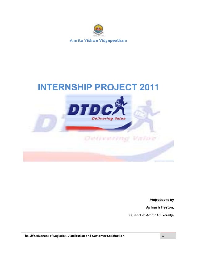 Logistics and Distribution Project - DTDC | DOCX