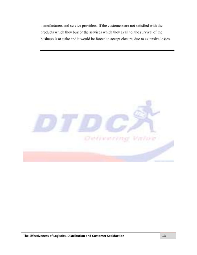 Logistics and Distribution Project - DTDC | DOCX
