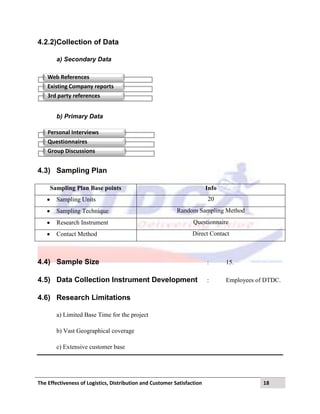 Logistics and Distribution Project - DTDC | DOCX