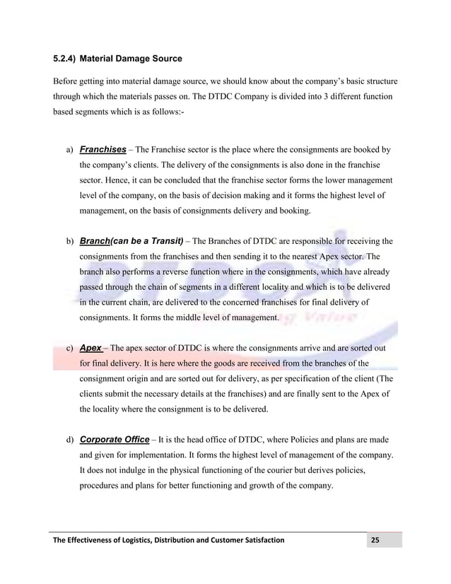 Logistics and Distribution Project - DTDC | DOCX