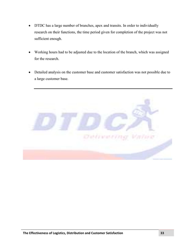 Logistics and Distribution Project - DTDC | DOCX